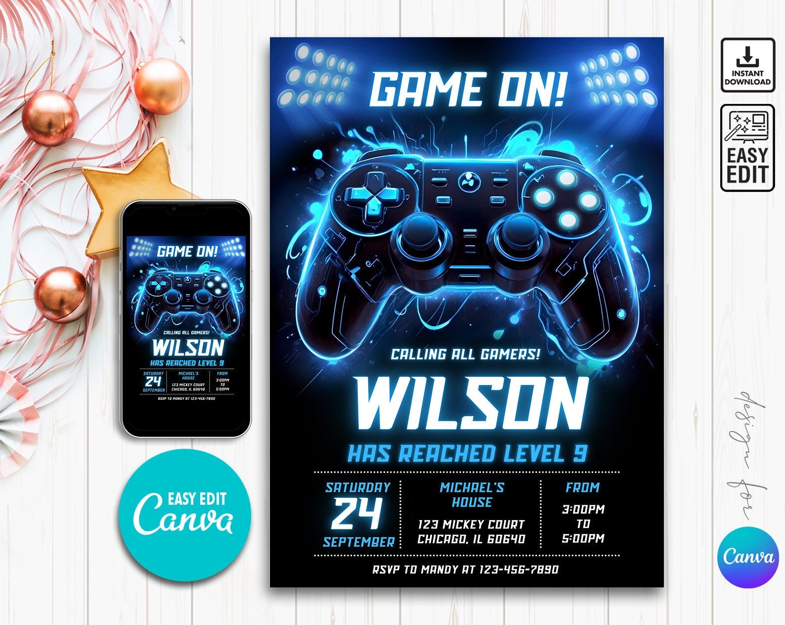 Editable Arcade Party Invite, Printable Video Game Party Invitation ...
