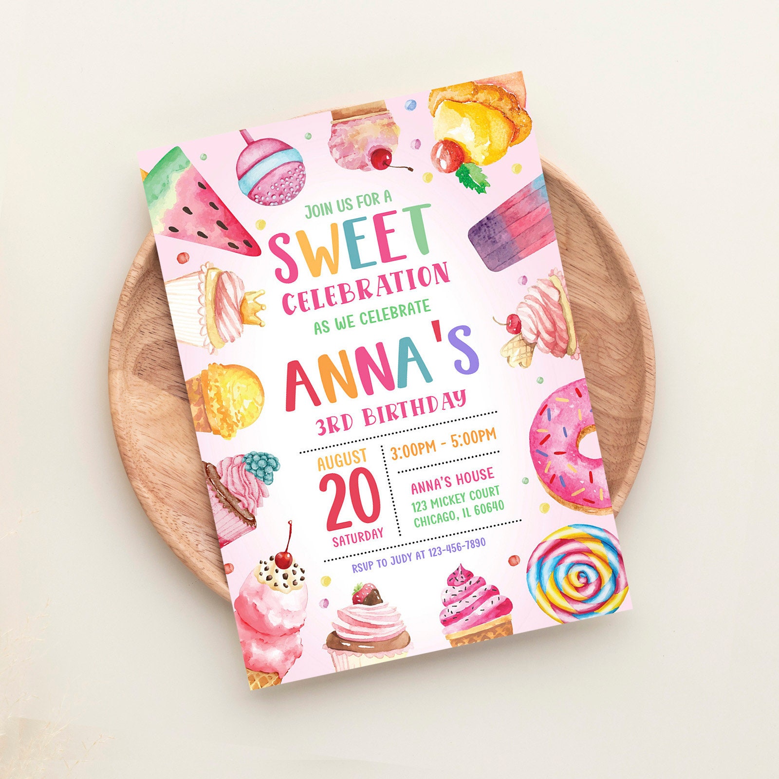 Editable Sweets Candy Birthday Invitation, Sweet Chocolate Celebration ...