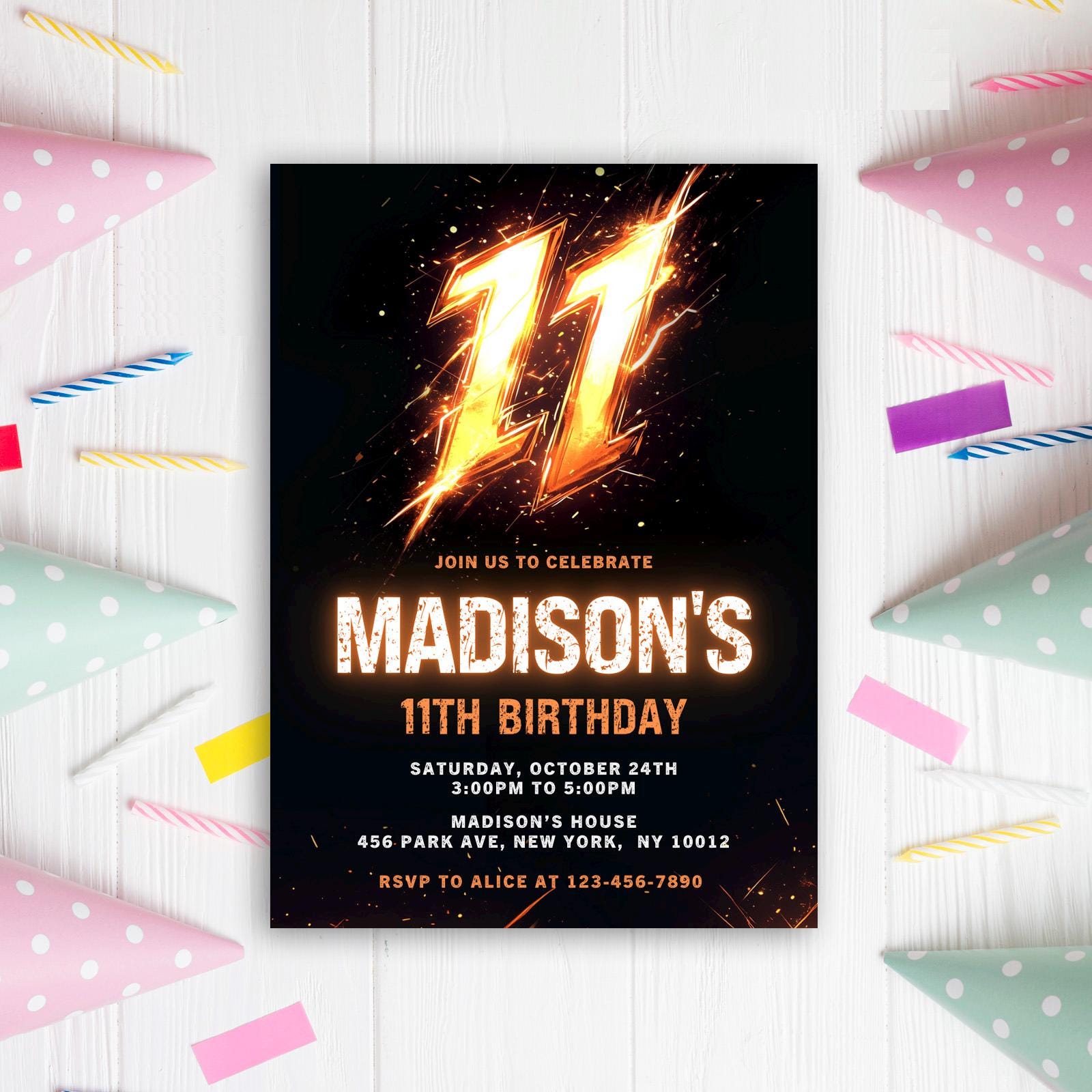 Editable Boy Birthday Invitation, Boy Invitation, 11th Boy Invitation ...