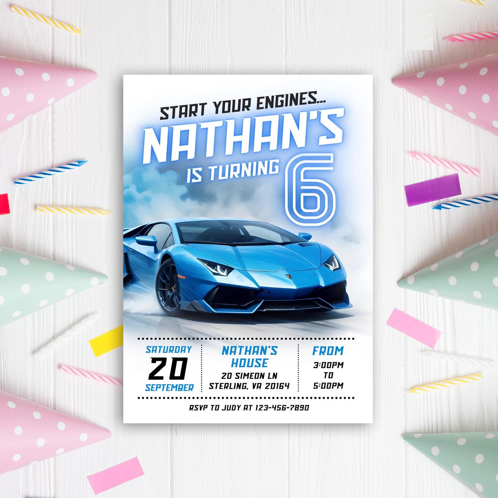 Editable Race Car Invitation Birthday Kids Party Invite, Sport Car ...
