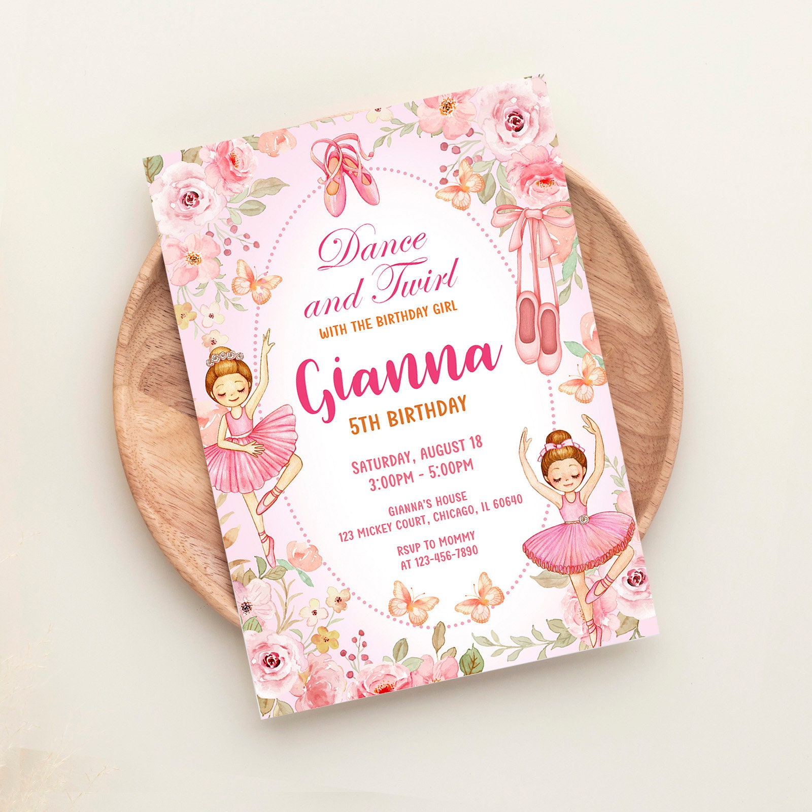 Ballerina Birthday Invitation Template, Ballet Dancer Birthday ...