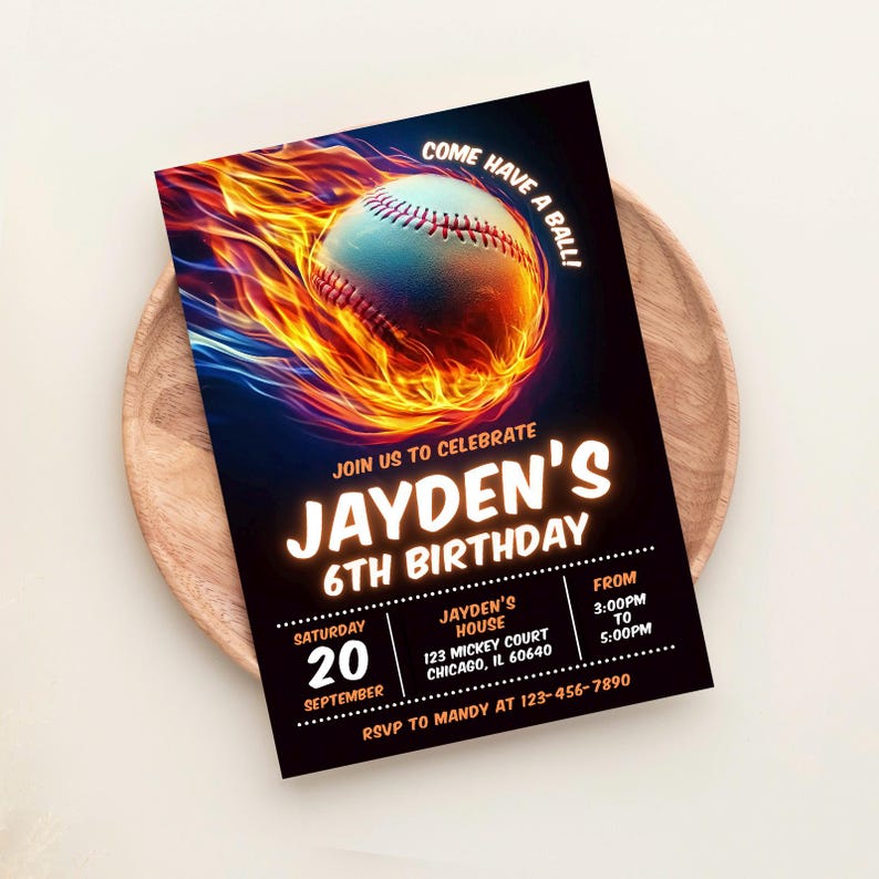Editable Baseball Invitation, Baseball Birthday Party Invitation ...