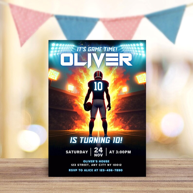 Editable Rugby Invitation, Sports Birthday Party Evite for Boys, Canva ...