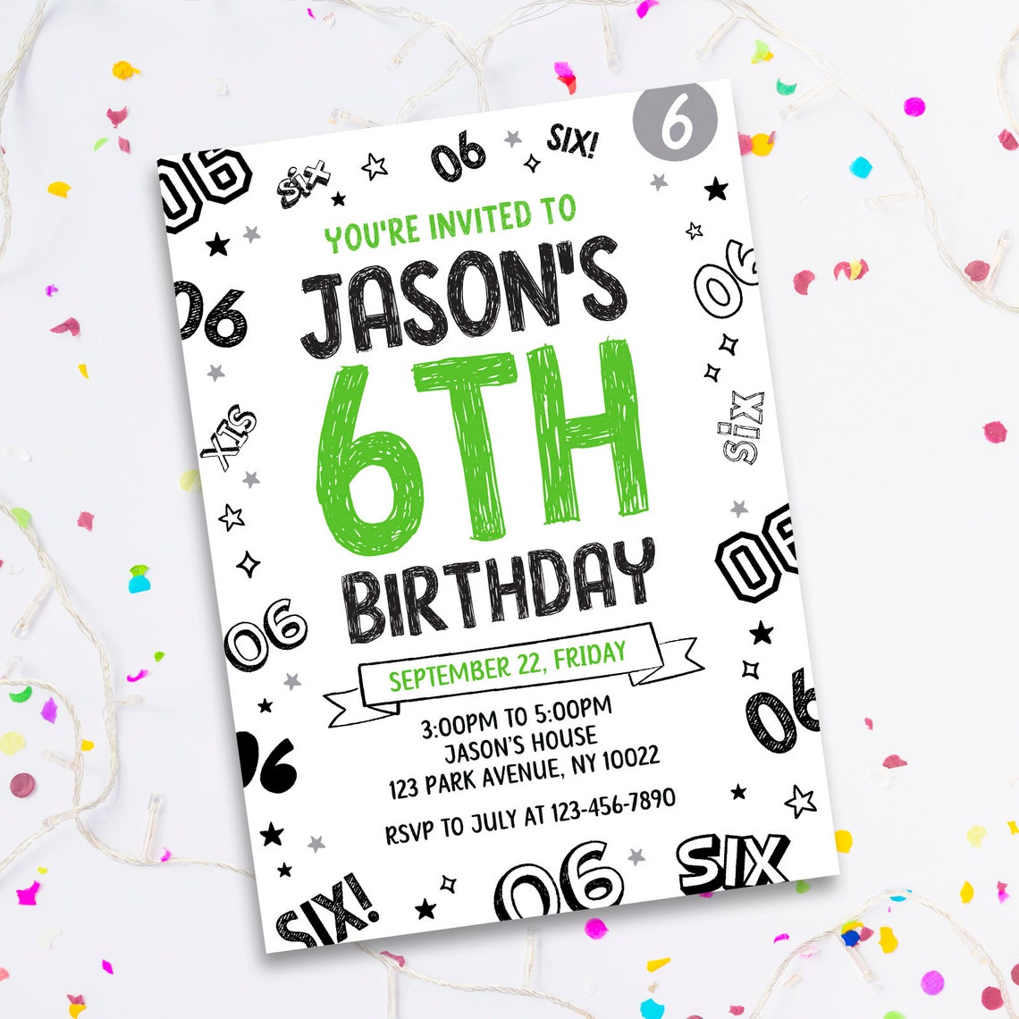 Editable Boy Birthday Invitation, Boy Invitation, 6th Birthday, Boy 6th ...