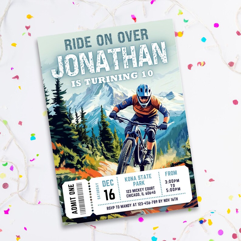 Dirt Bike Party, Bike Party Invitation, Mountain Bike Party Invite ...