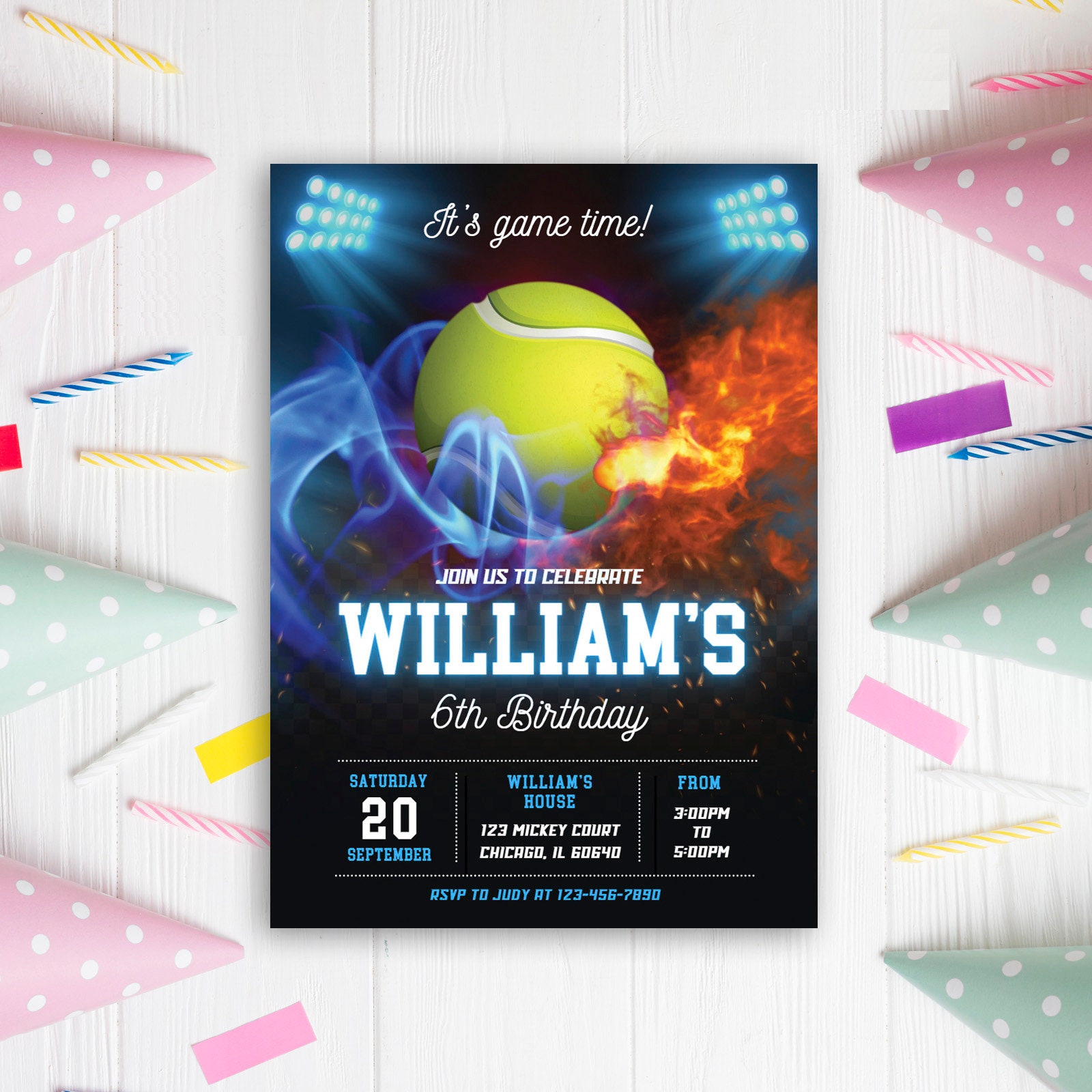 Editable Tennis Birthday Invitation, Tennis Birthday Party Invitation ...