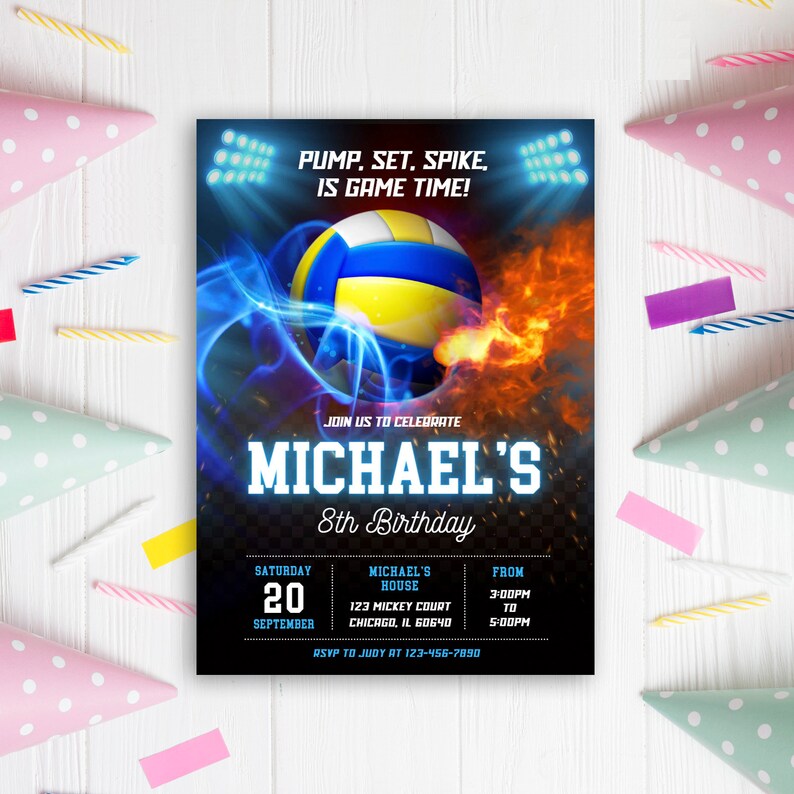 Volleyball Birthday Party Invitation, Volleyball Invitation Printable ...
