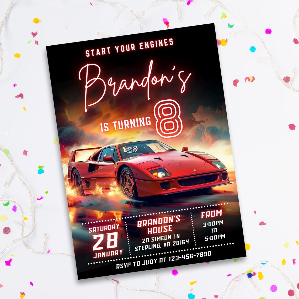 Editable Race Car Invitation Birthday Kids Party Invite Sport Car ...