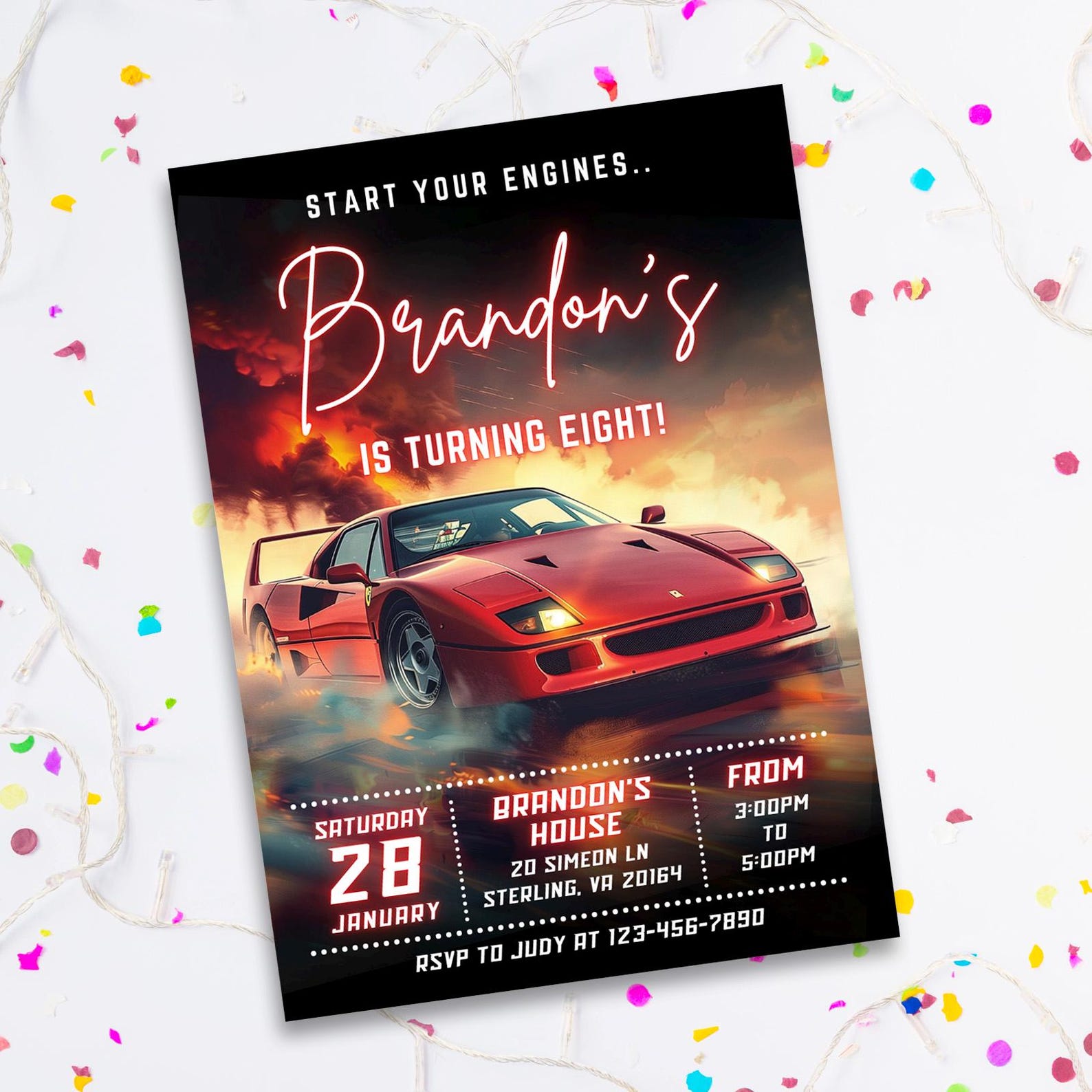 Editable Race Car Invitation Birthday Kids Party Invite Sport Car ...