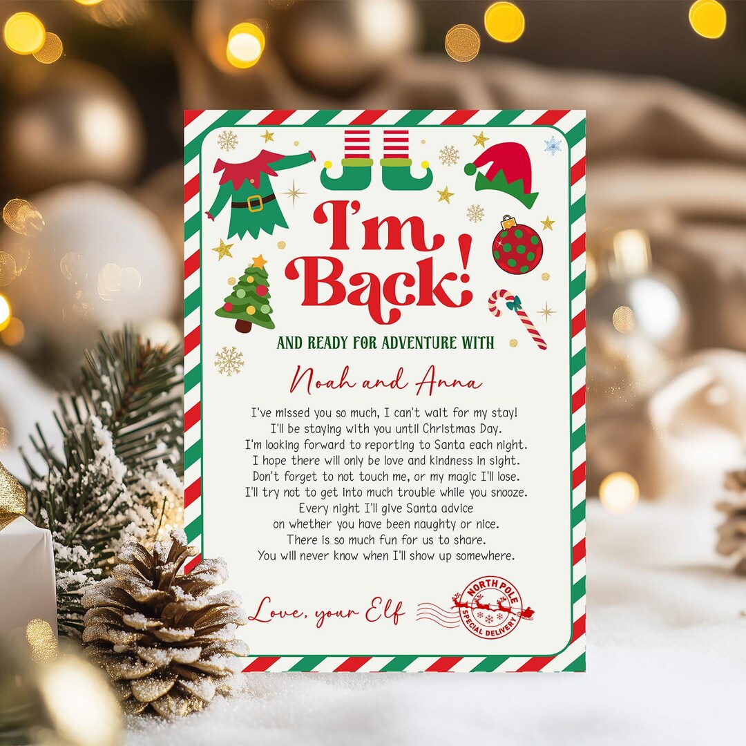 Editable Elf Letter, Elf Arrival Letter, Elf Return Letter, Elf I'm ...