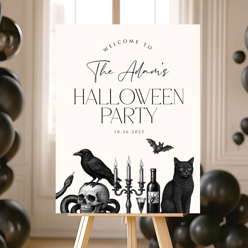 Editable Vintage Halloween Welcome Sign, Custom Sign, Halloween Party ...