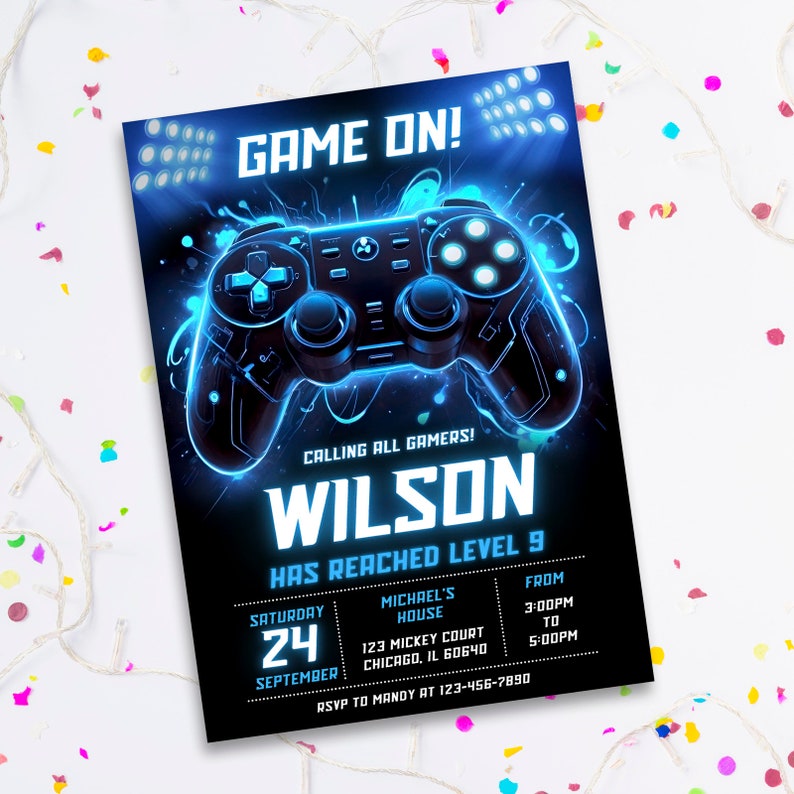 Editable Arcade Party Invite, Printable Video Game Party Invitation ...