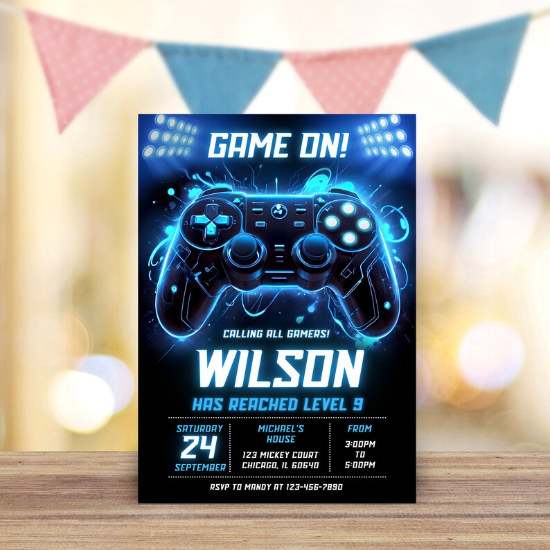 Editable Arcade Party Invite, Printable Video Game Party Invitation ...
