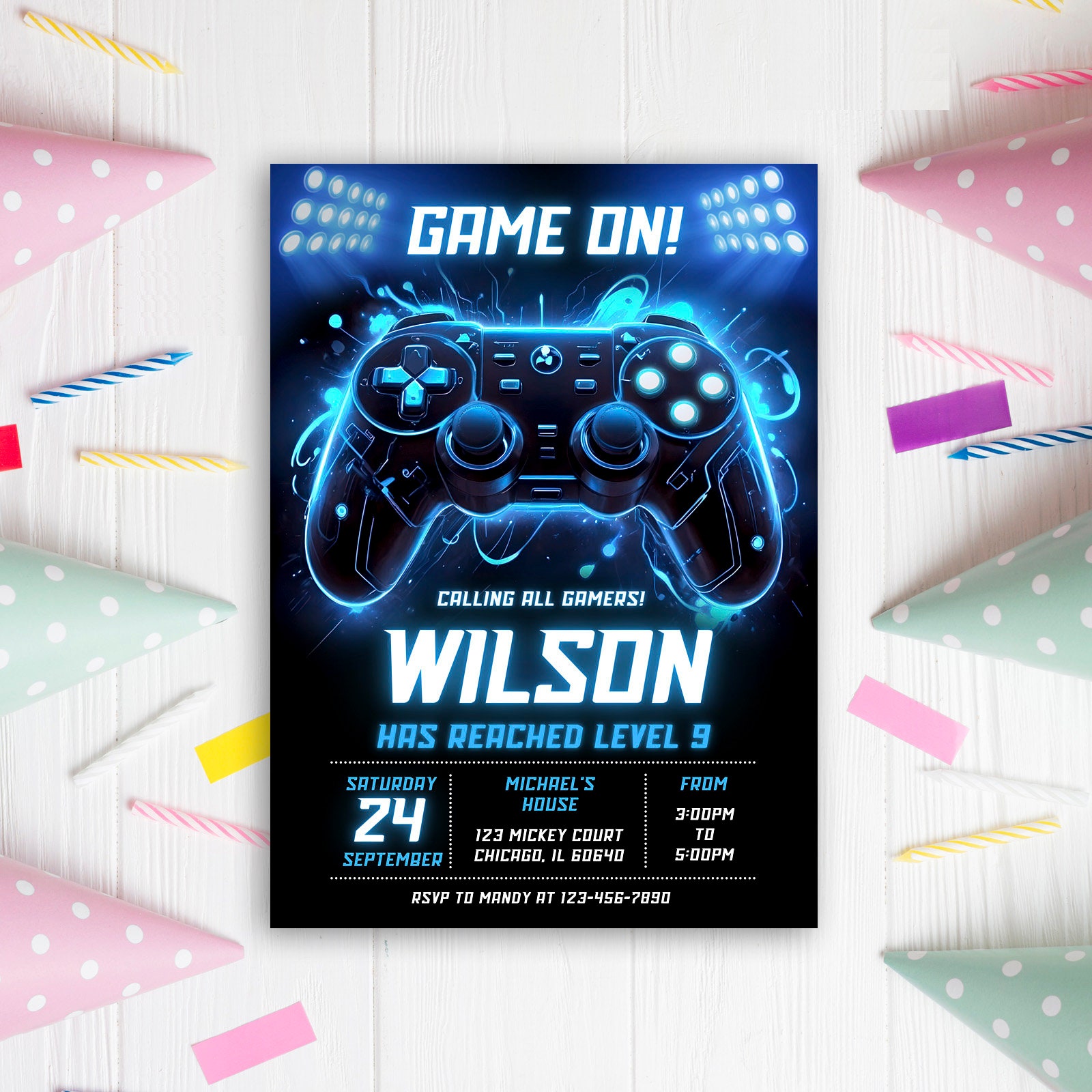 Editable Arcade Party Invite, Printable Video Game Party Invitation ...
