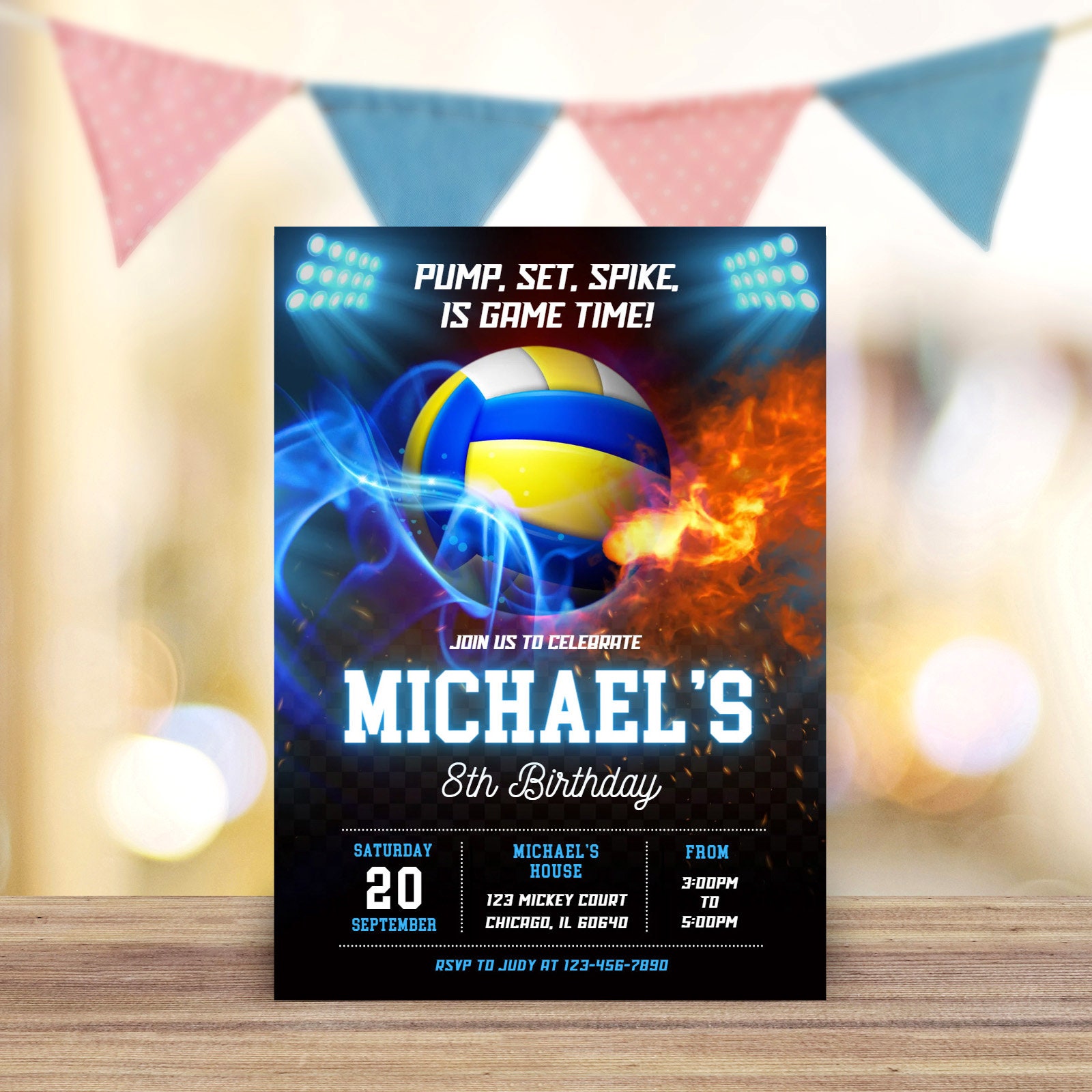 Volleyball Birthday Party Invitation, Volleyball Invitation Printable ...