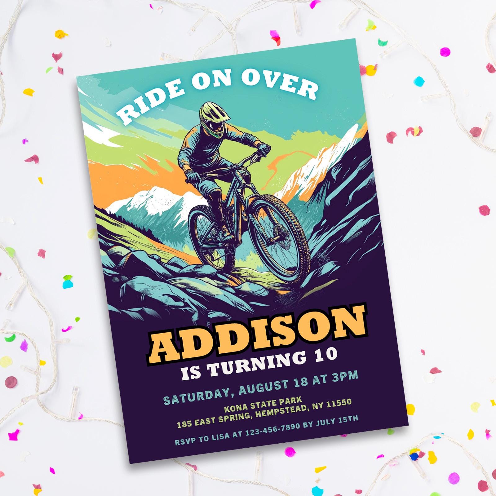 BMX Birthday Invitation, Bike Party Invitation, Mountain Bike Party ...