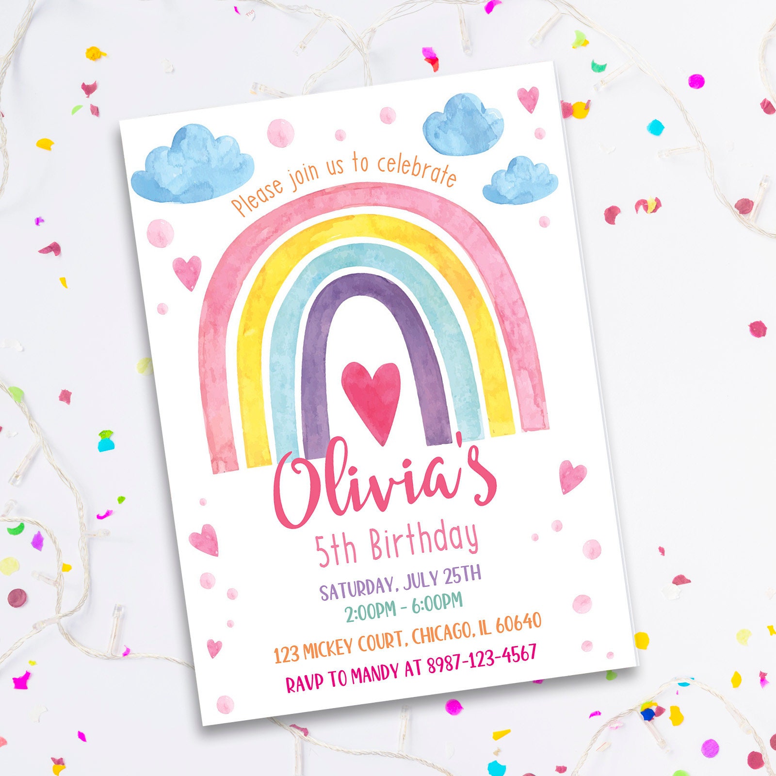 Editable Rainbow Invitation, Rainbow Invitation, Rainbow Template ...