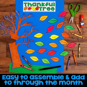 Thankful Tree Craft With Leaves- Thanksgiving November Activity Kids ...