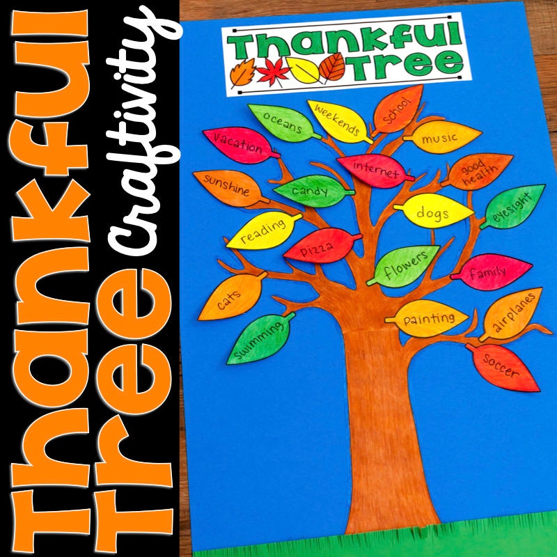 Thankful Tree Craft With Leaves- Thanksgiving November Activity Kids ...