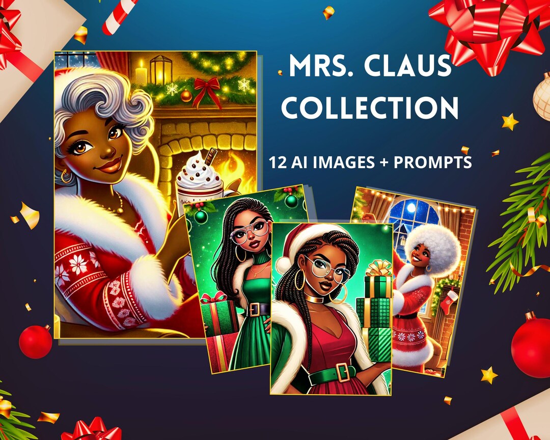 12 African American Mrs Claus Holiday Pngs Customizable Prompts For Dall E And Chatgpt 4 Guide