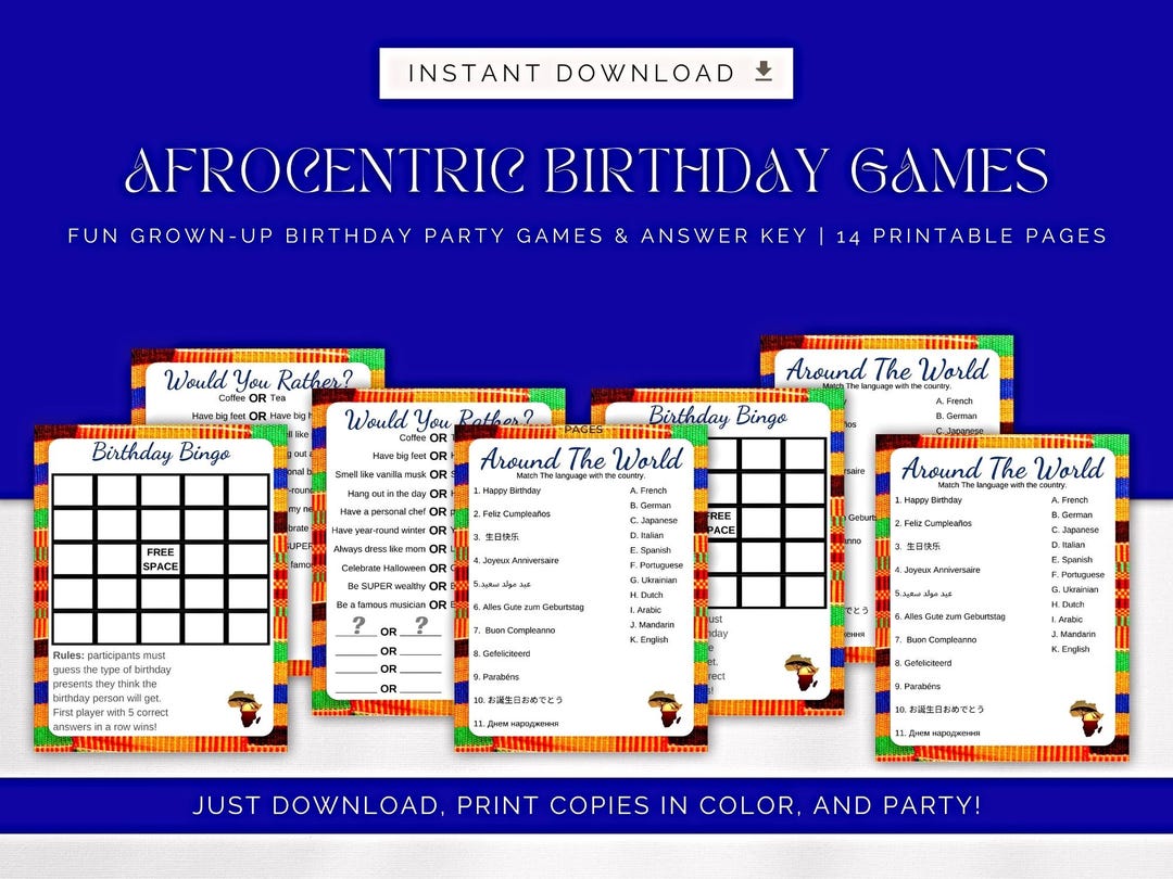 12 Afrocentric Birthday Party Games Printable Urban Chic Fun With