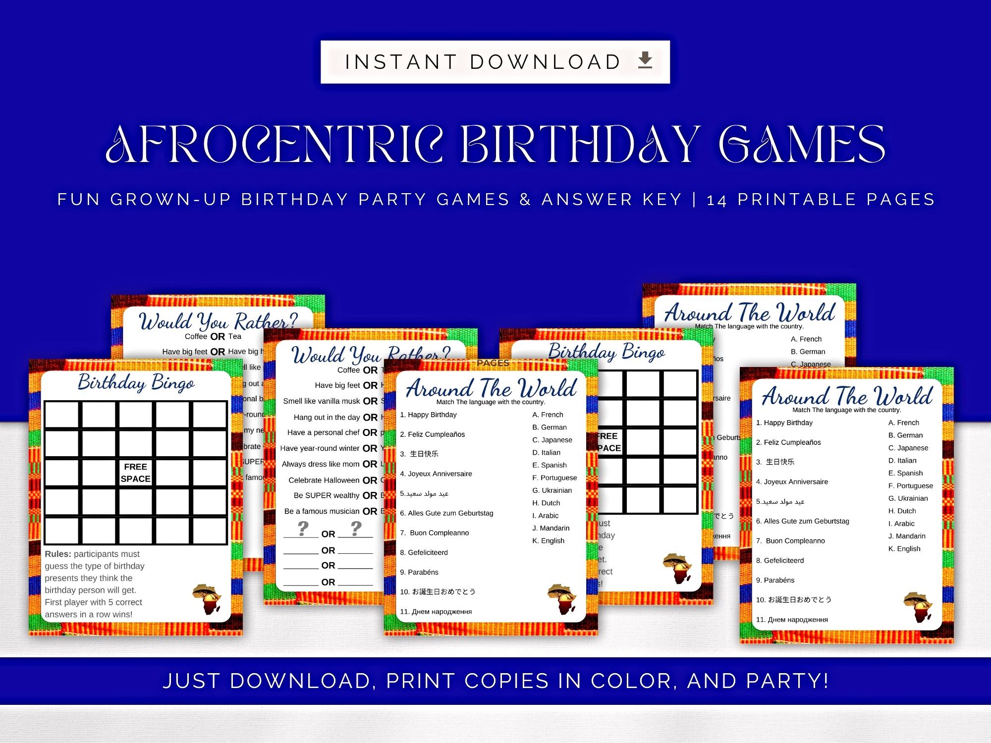 12 Afrocentric Birthday Party Games - Printable Urban Chic Fun With ...