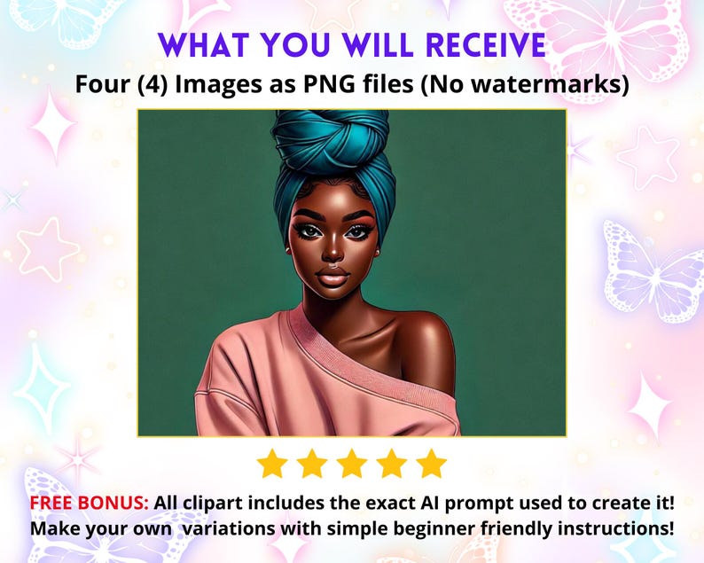 Headwrap Clipart Bundle | 4 African American Women Illustrations ...