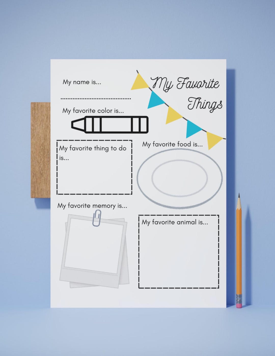 Preschool "my Favorite Things" Worksheet - Etsy