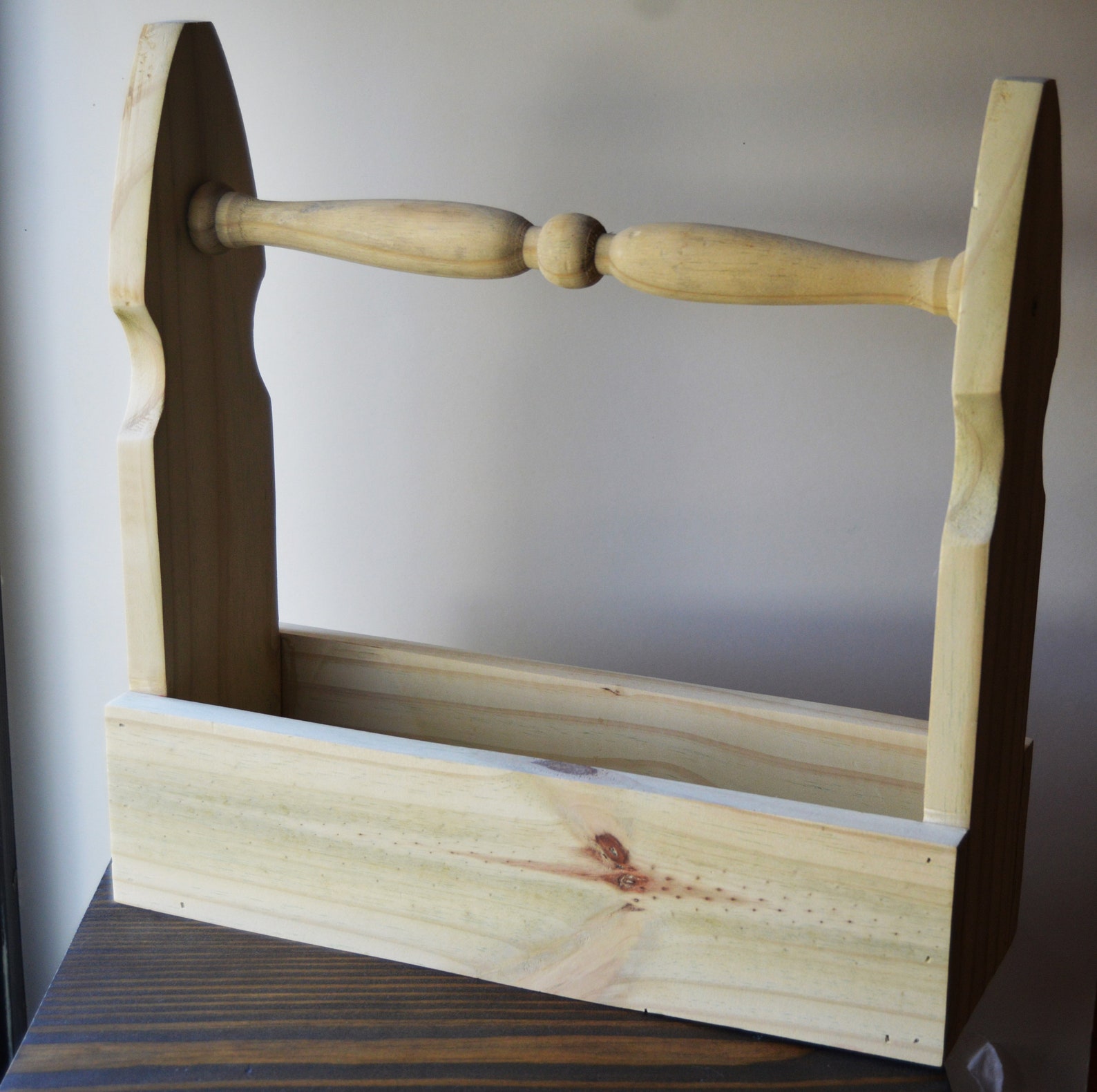 Unfinished Wooden Tote Box, Spindle Handle, Fully Assembled. - Etsy