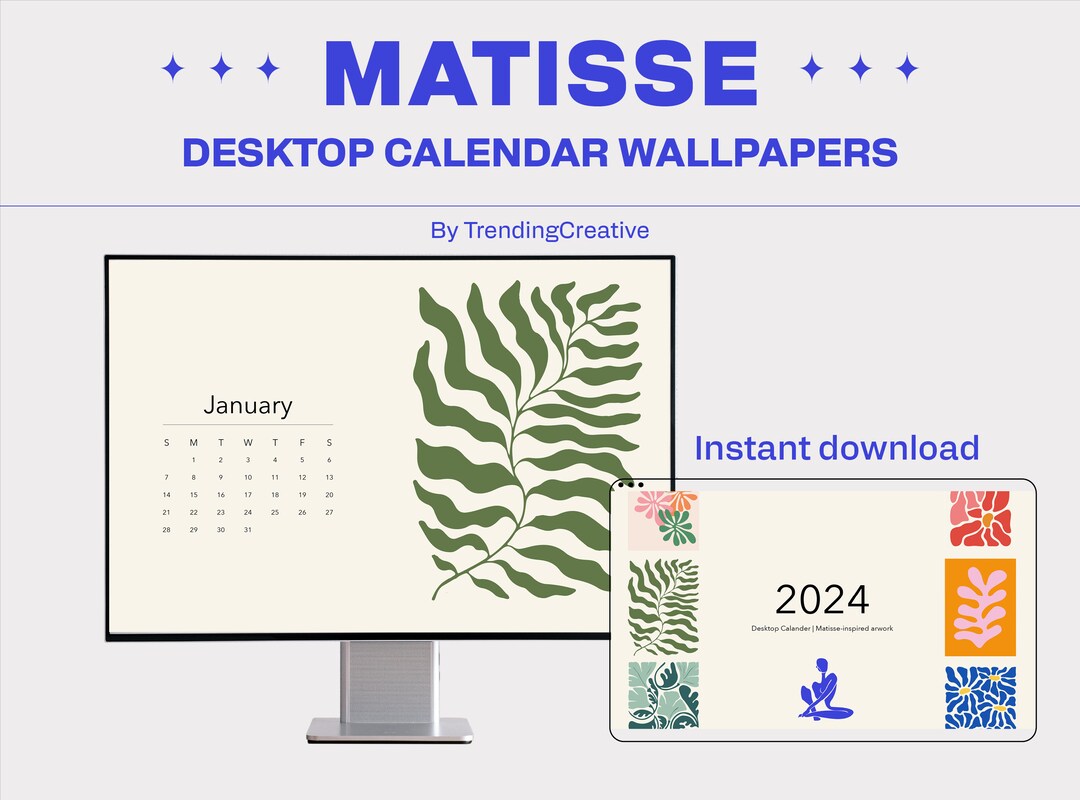 2024 Henri Matisse Themed Desktop Monthly Calendar Wallpaper - Etsy