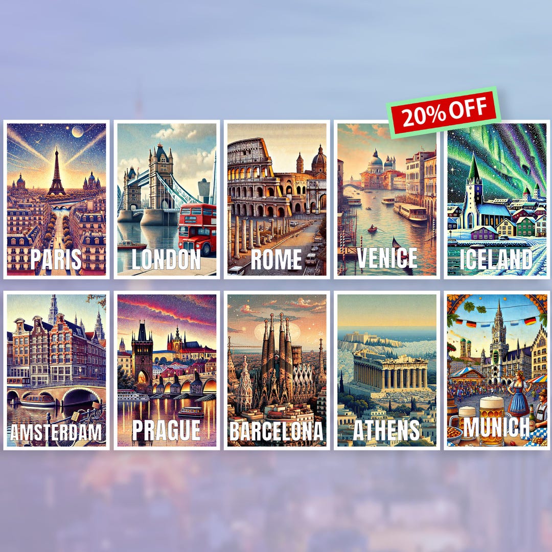 European City Travel Postcards – World Heritage Art Prints (4x6 Inches ...