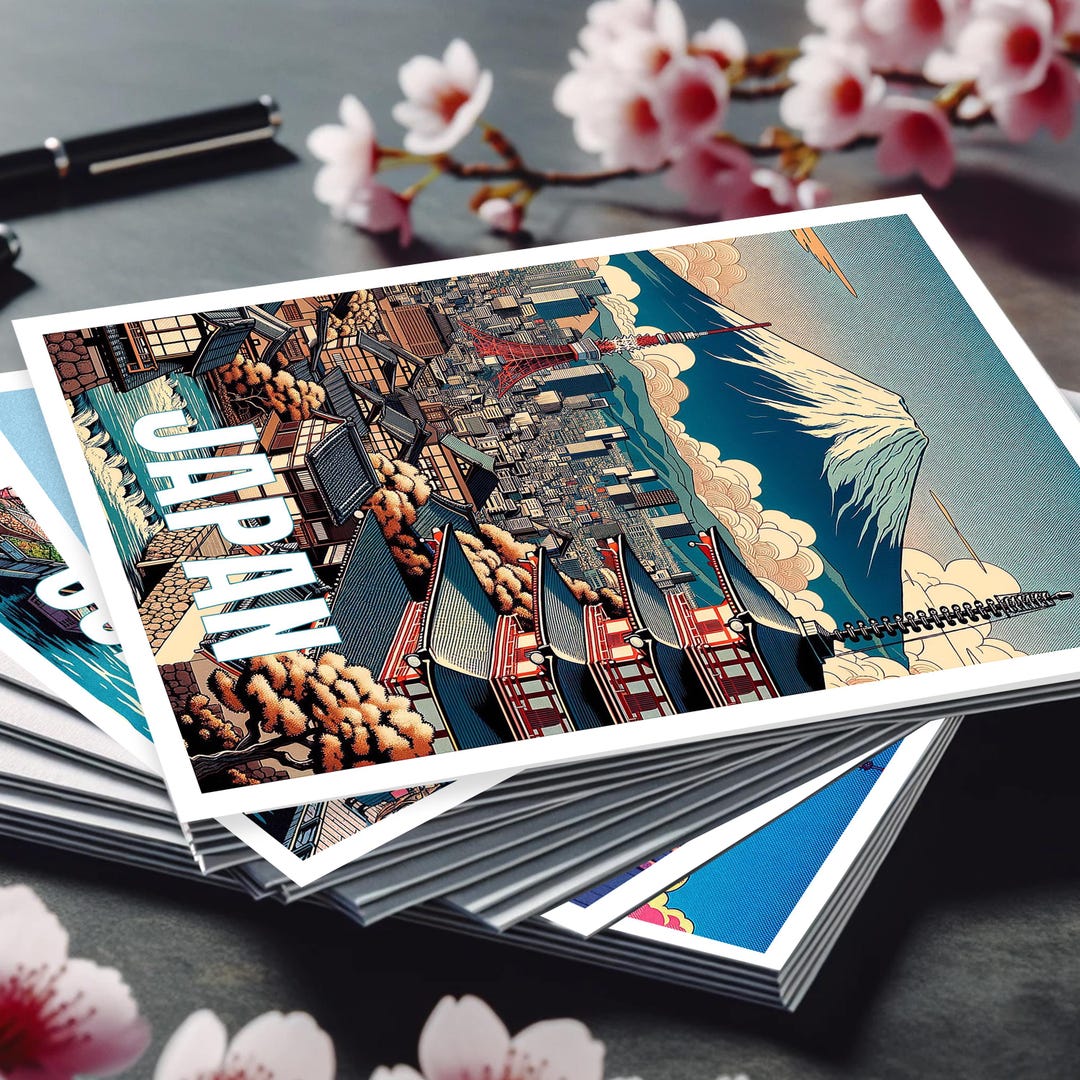 Japan Postcards & Waterproof Stickers - Tokyo, Osaka, Kyoto, Himeji ...