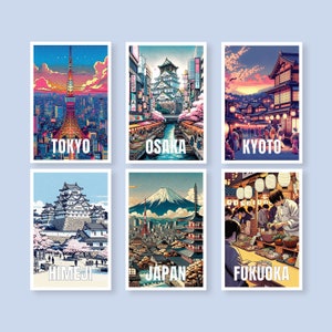 Japan Postcards & Waterproof Stickers - Tokyo, Osaka, Kyoto, Himeji ...