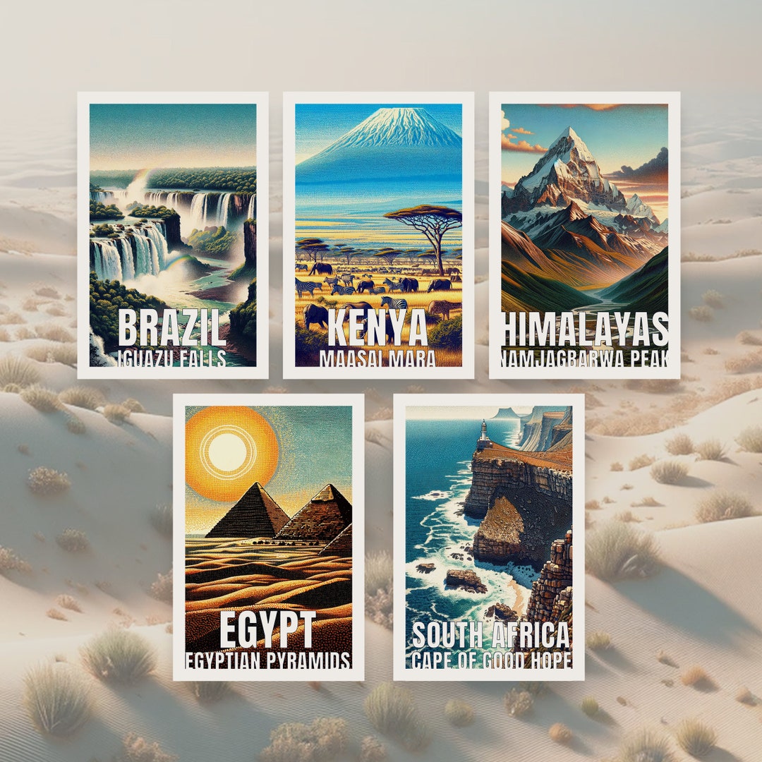 World Heritage Gem Postcards Egypt Pyramids, Kenya Safari, Tibet ...