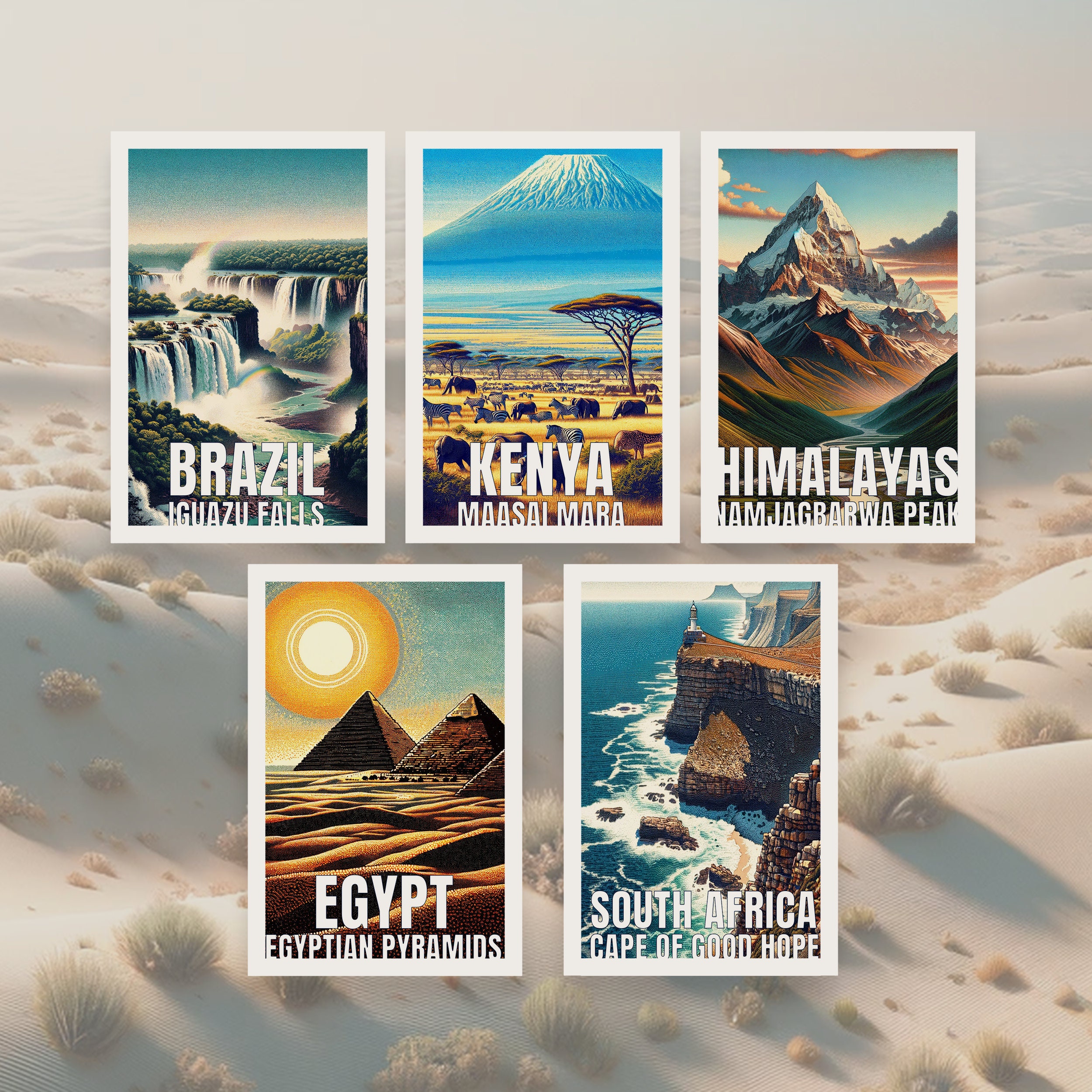 World Heritage Gem Postcards Egypt Pyramids, Kenya Safari, Tibet ...