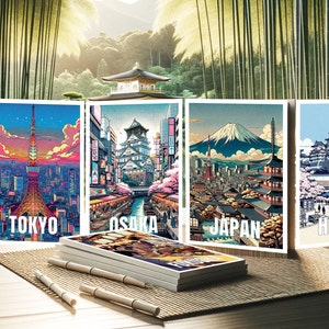 Japan Postcards & Waterproof Stickers - Tokyo, Osaka, Kyoto, Himeji ...