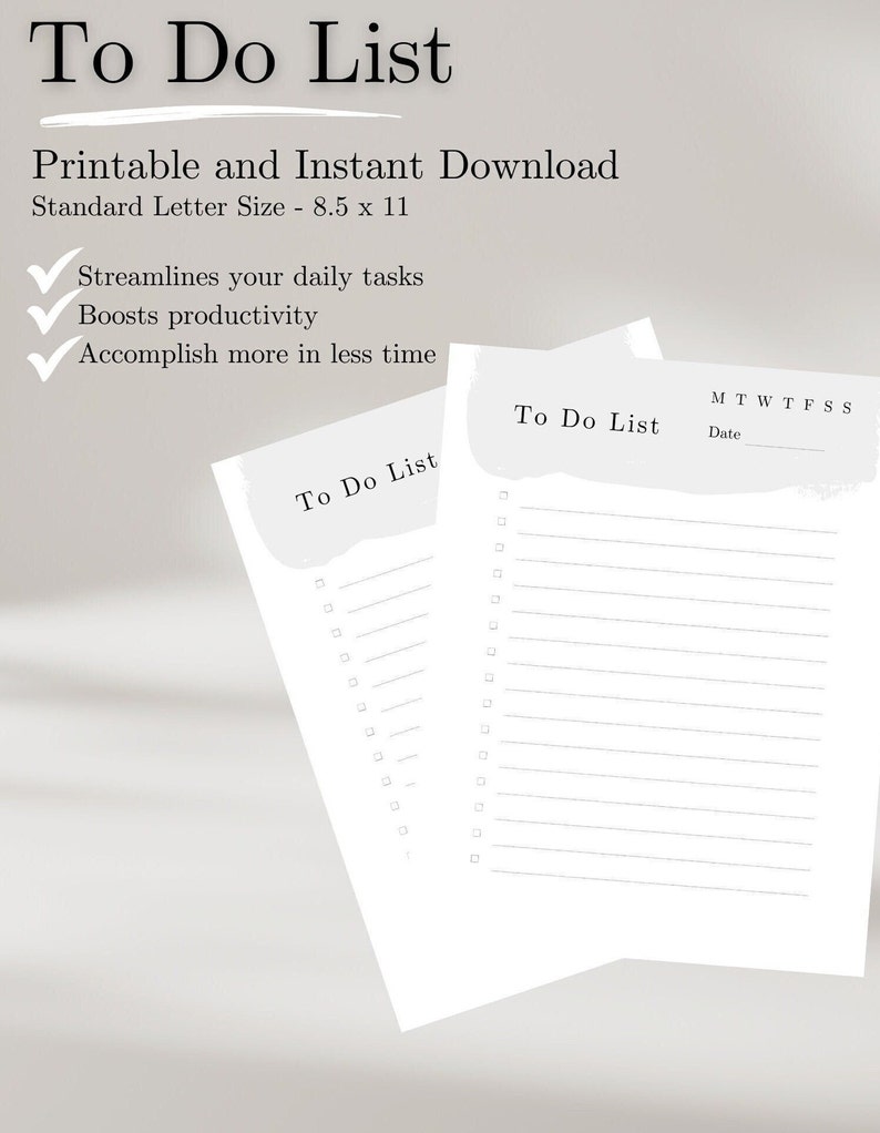 To Do List, Printable, Instant Download, Streamline Daily Tasks, Boosts ...