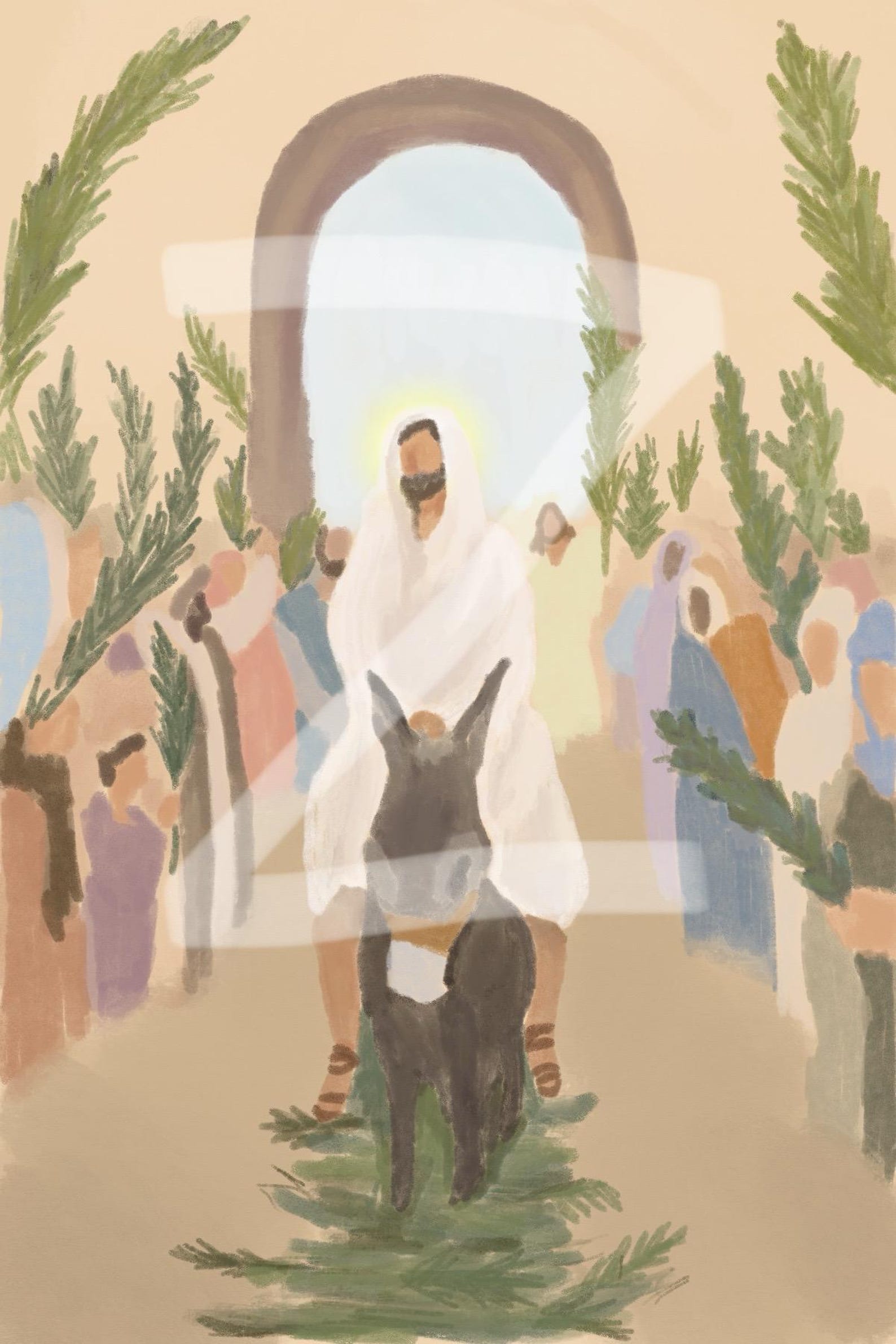 Jesus Palm Sunday Painting - Etsy