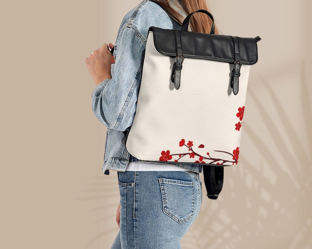 Convertible Backpack, Cherry Blossom Bag, Laptop Backpack Women, Floral ...