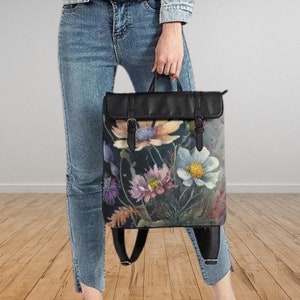 Wildflowers Convertible Backpack, Floral Computer Case, Womens Laptop ...