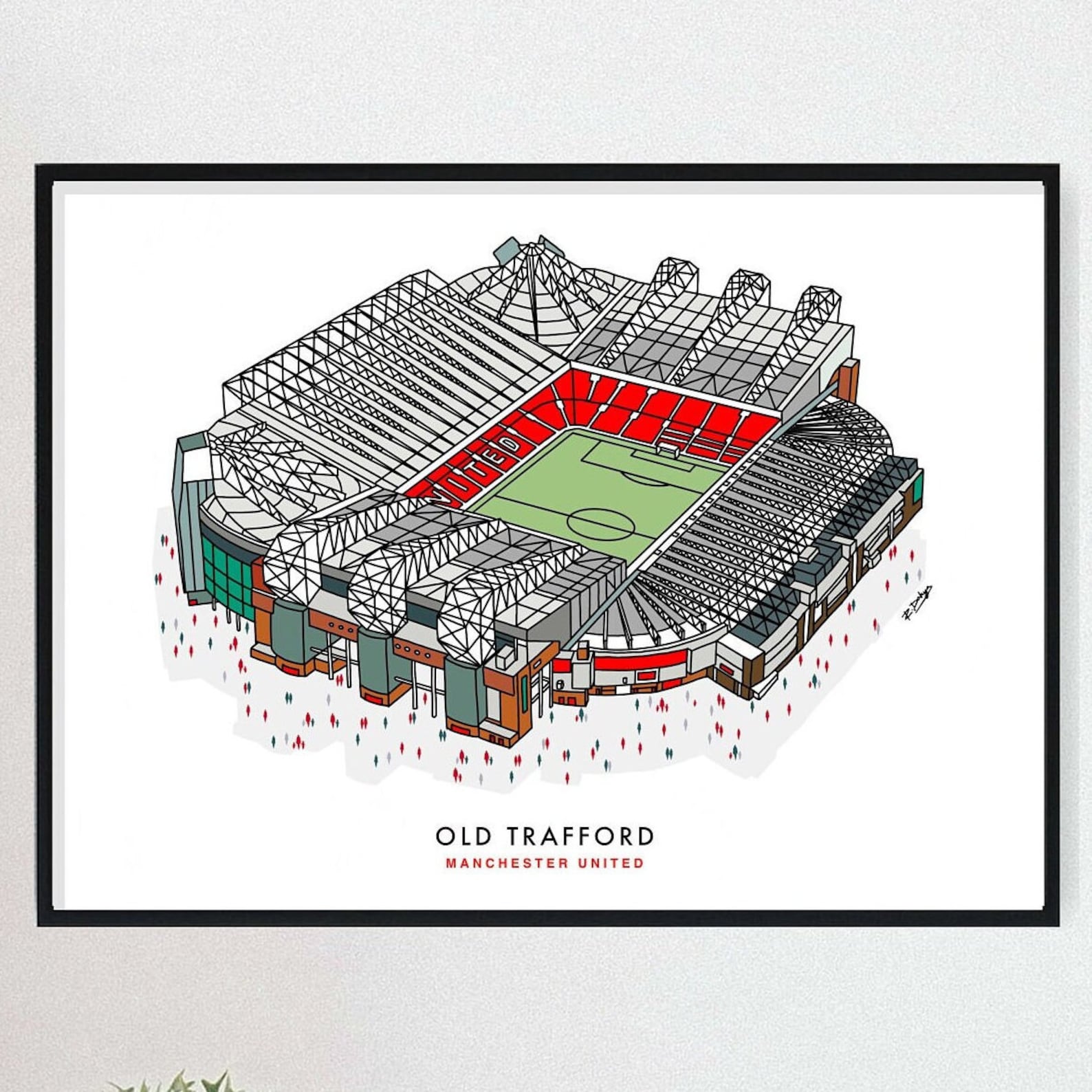 OLD TRAFFORD STADIUM Digital Sketch Print - A3 Size - Ideal Birthday ...