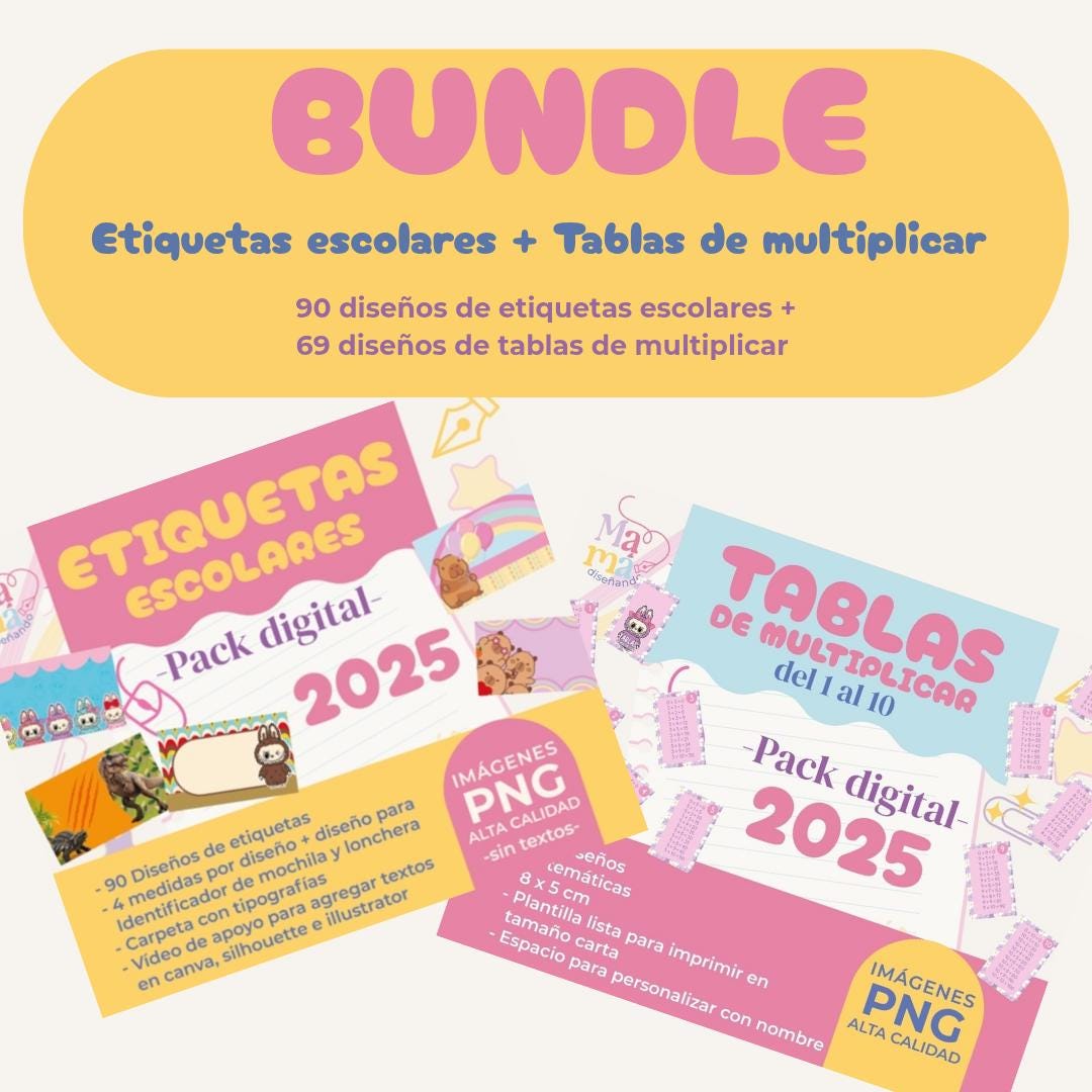 BUNDLE: 90 School Label Designs + 56 Printable Multiplication Table ...