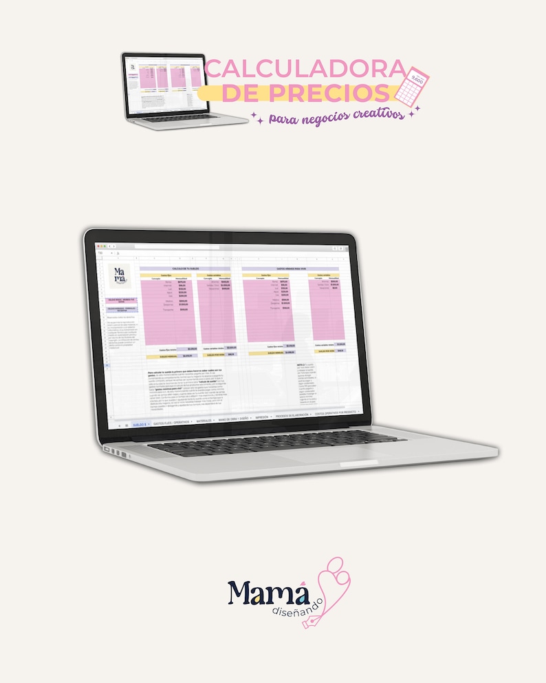 Calculadora de precios para papelería creativa + registro de ingresos ...