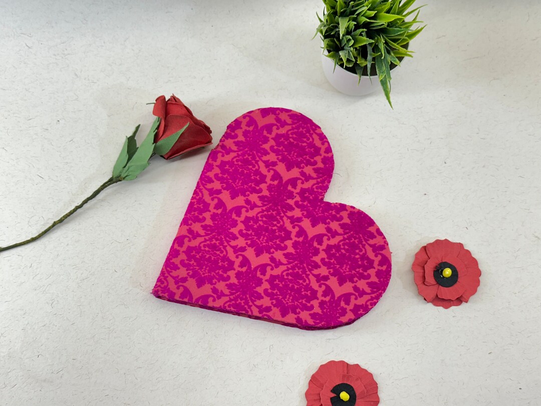 Handmade Paper Heart Shape Notebooks for Valentines Day Gift, Velvet ...