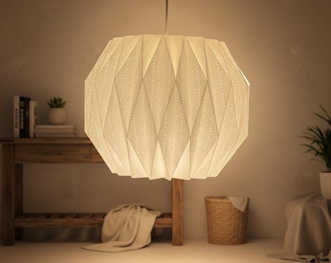 Diamond Origami Lampshade – Handmade Geometric Paper Pendant Light for ...