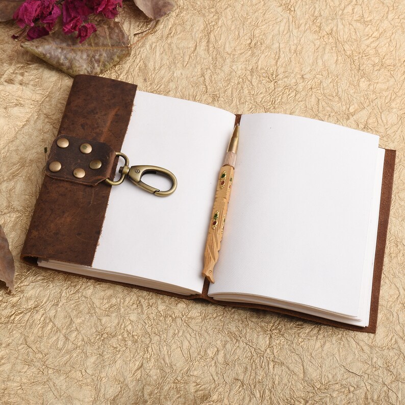 Personalize Handmade Leather Journals, Brass Hook Lock Leather Handmade ...