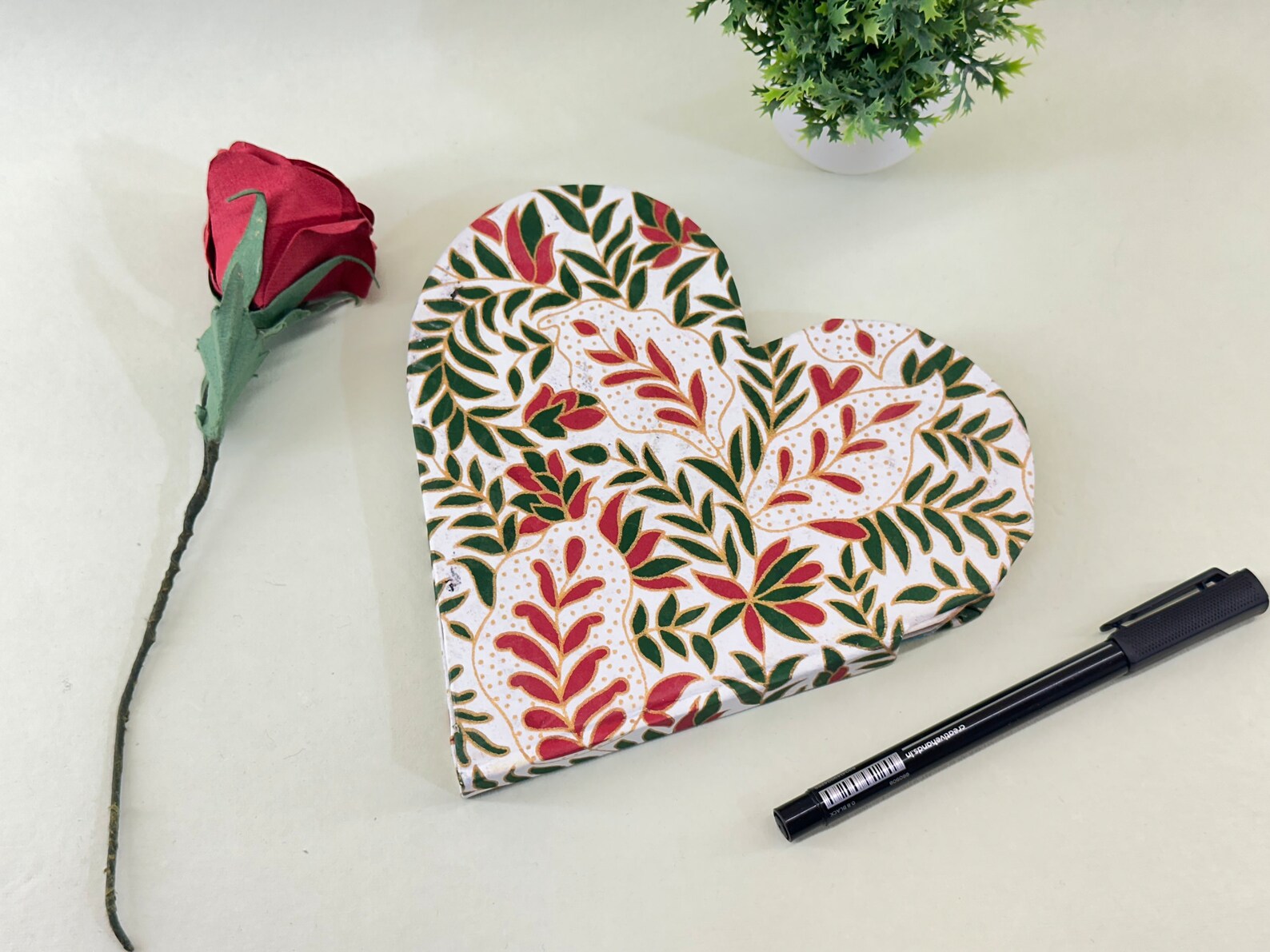 Handmade Paper Heart Shape Notebooks for Valentines Day Gift, Velvet ...