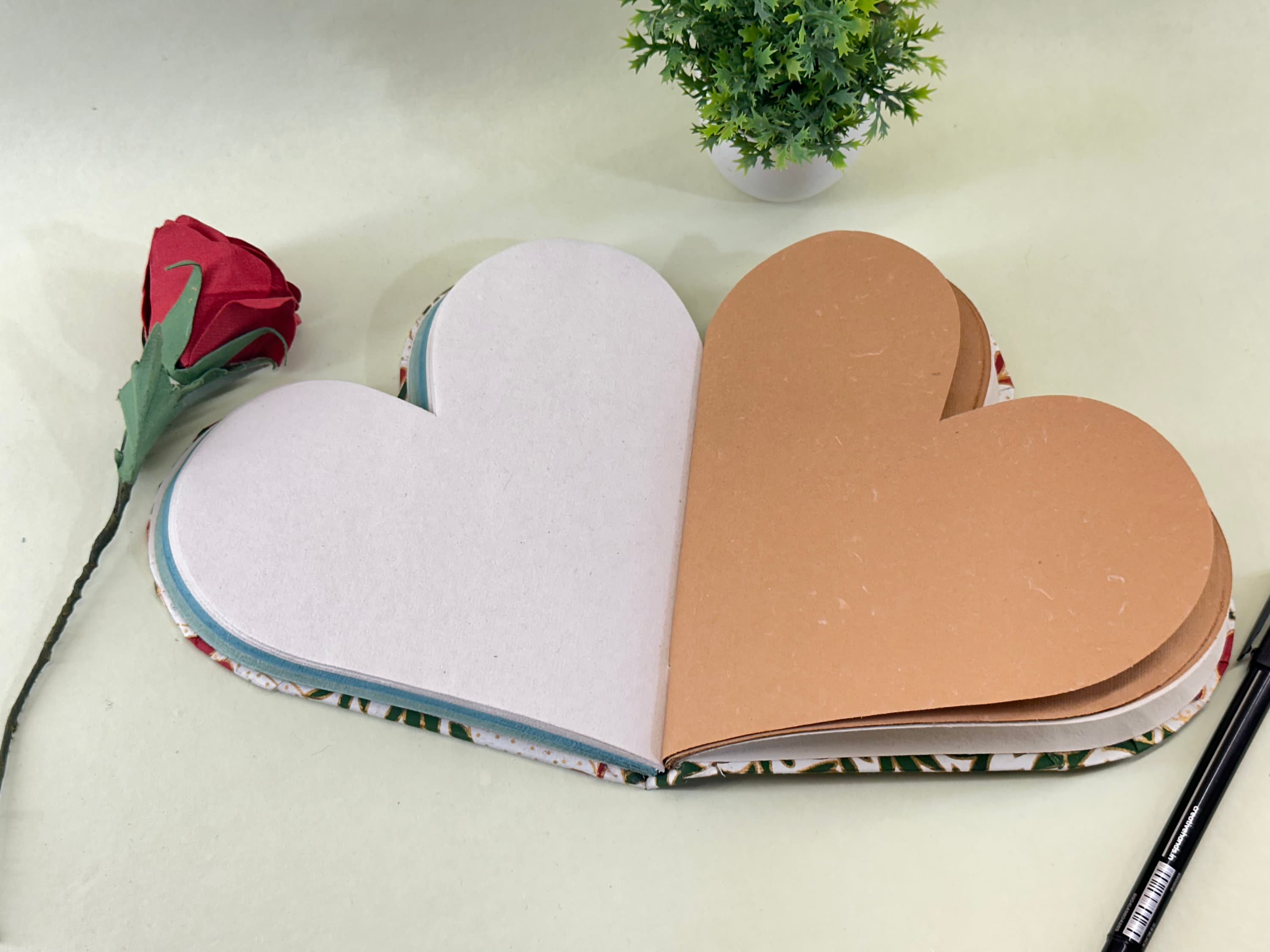 Handmade Paper Heart Shape Notebooks for Valentines Day Gift, Velvet ...