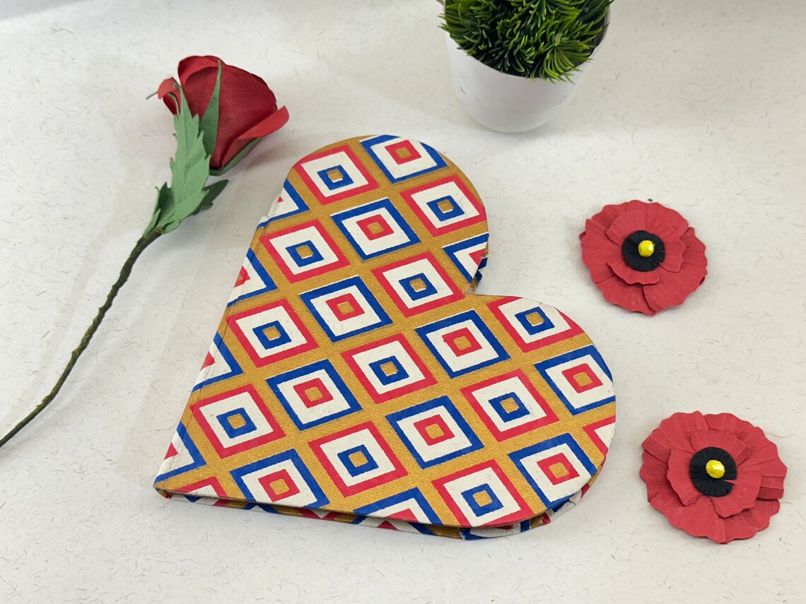 Handmade Paper Heart Shape Notebooks for Valentines Day Gift, Velvet ...