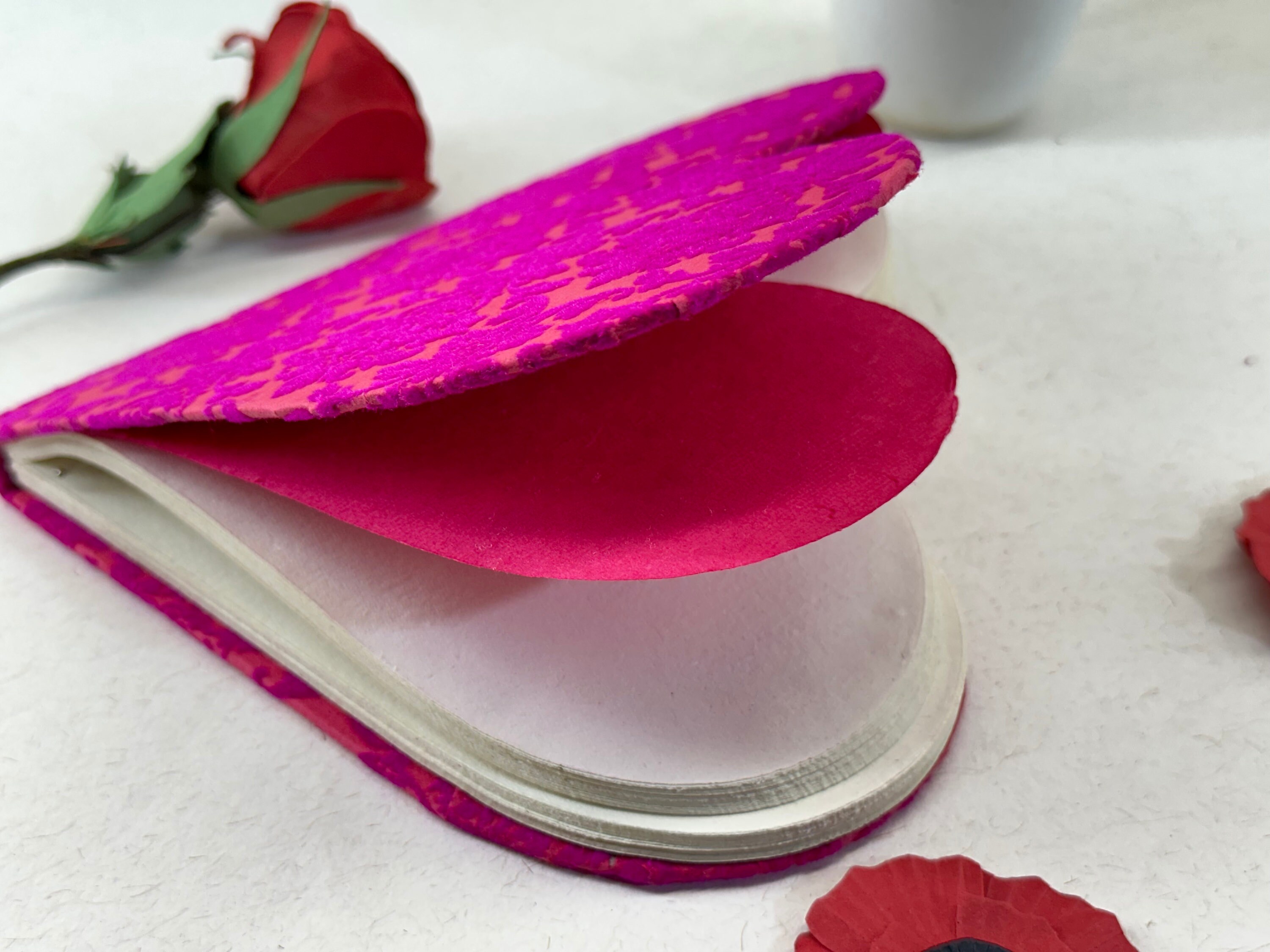 Handmade Paper Heart Shape Notebooks for Valentines Day Gift, Velvet ...